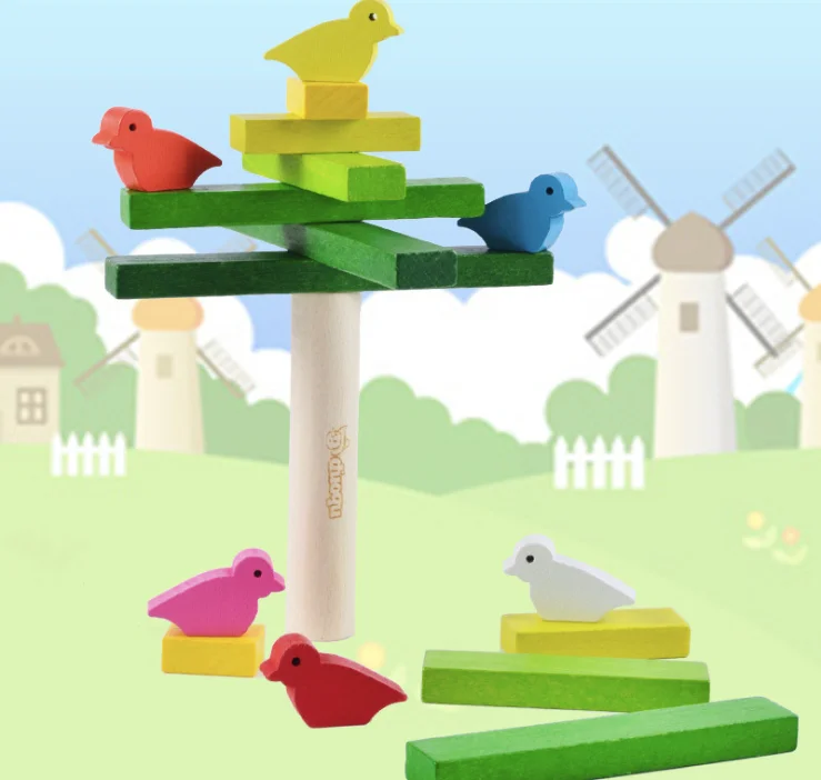 Envío libre equilibrio apilamiento juego Bird Building Blocs madera ...