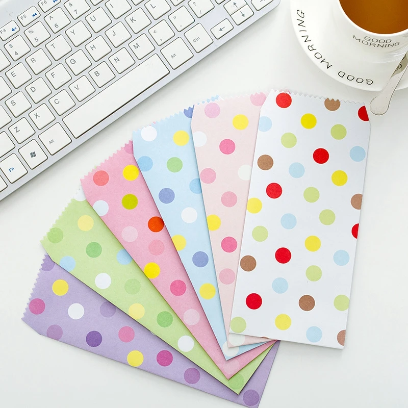 5pcs/lot Candy Colors Cute Cartoon Kawaii Dots Envelope Storage ...