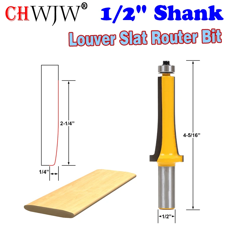 1pc 1/2" Shank Louver Slat Router Bit - Medium - Chwjw 18151 - Milling ...