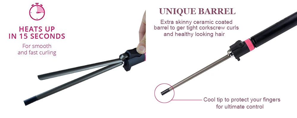 New Arrival 7 9mm Unisex Curly Hair Curling Iron Wand Professional Deep ...