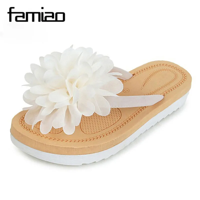 Famiao dulce floral grande flip flop de las mujeres 2017 nueva Bohemia ...