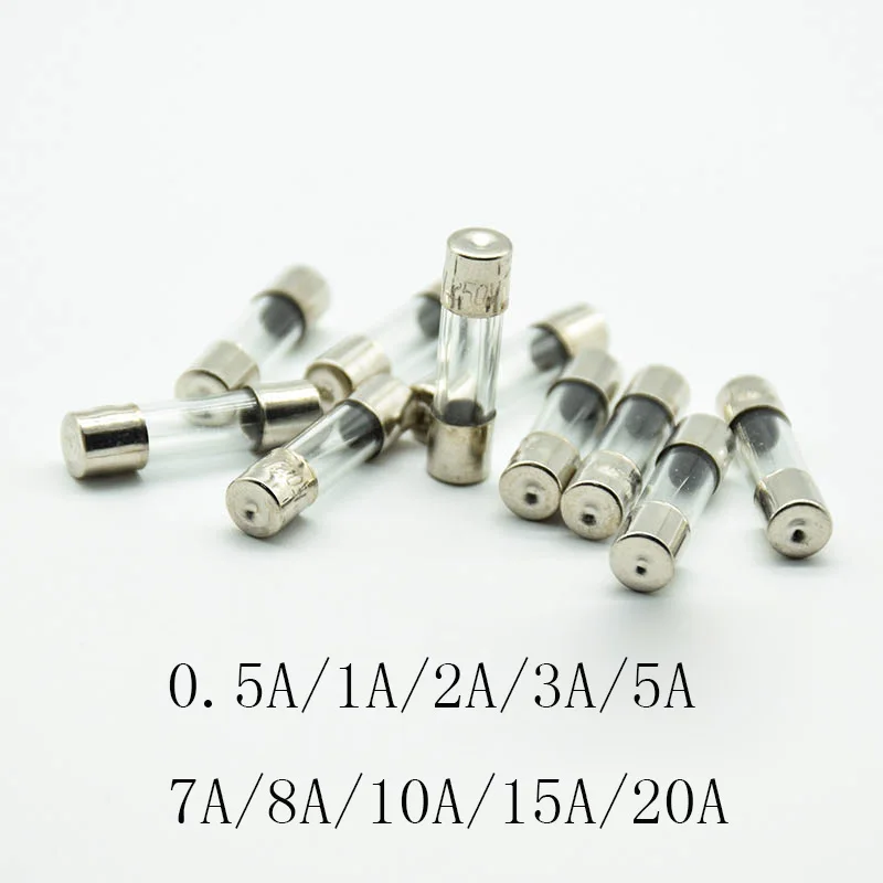 20Pcs 5x20mm Fast Quick Blow Glass Tube Fuse Assorted Kit Fast Blow Glass Fuses 0.5A 1A 2A 3A 5A ...