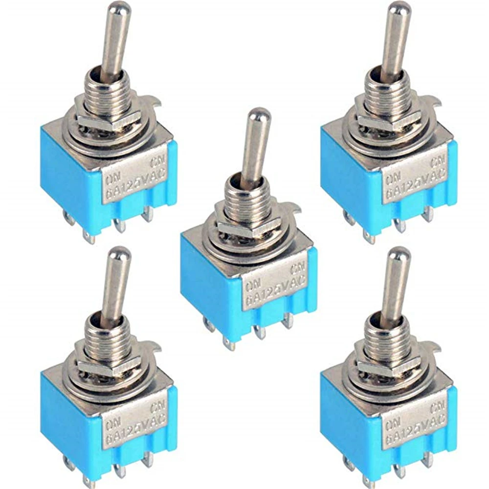 Interruptor de MTS 202 DPDT 6A, 125 V CA, 6 pines, Mini palanca, 31x13x12mm, 10 piezas ...