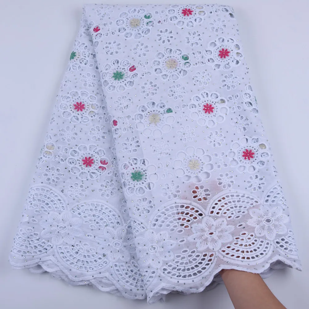 5Yards Pure Cotton African Dry Lace Fabric With Stones Nigerian Lace ...