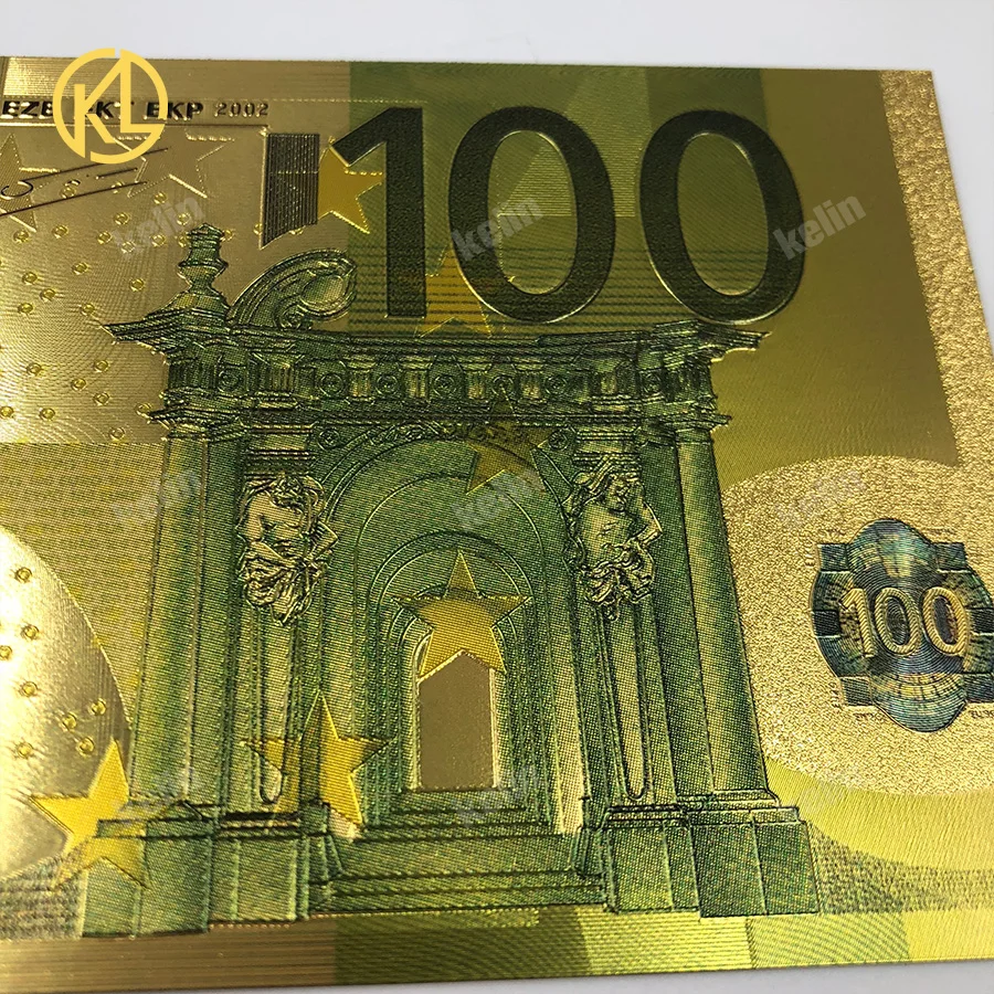 10pcs/lot Colored Euro Banknote Replica 100 Euro Currency Bills Gold ...