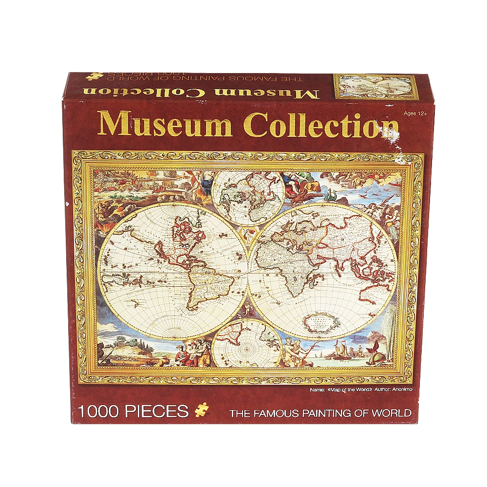 1000 pieces Adult Puzzle Famous World MapThicker Paper Puzzle Cartoon ...