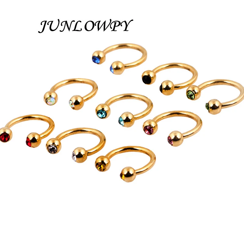 Junlowpy Gold Silver Rainbow Black Horseshoe Rings NOse ring 8mm 12G ... Junlowpy Gold Silver Rainbow Black Horseshoe Rings NOse ring 8mm 12G ...