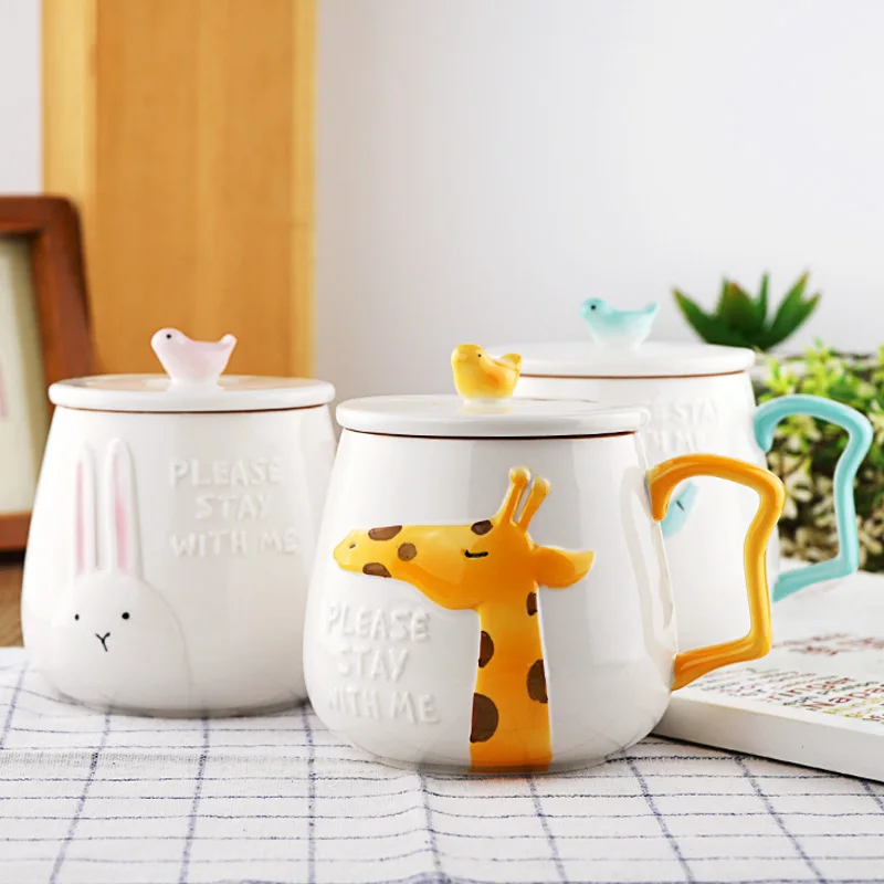 Relief small fresh animal ceramic cup Cute cartoon animal mug Elephant ...