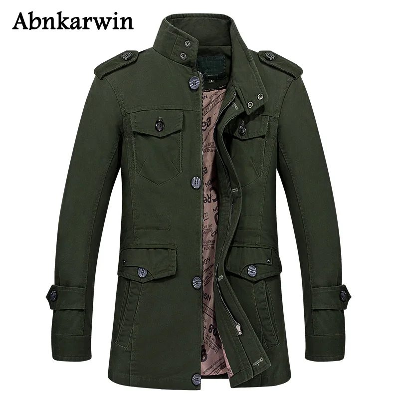 Plus Size 6xl Casual Men Jacket Coat Multi pockets Solid Warm 100% ...