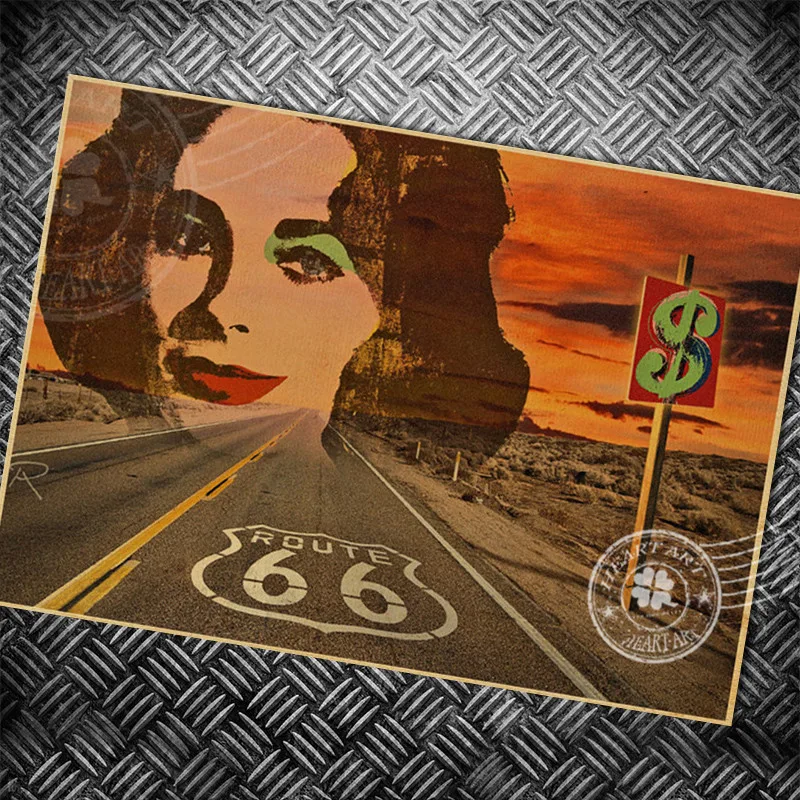 Póster Vintage sobre la Ruta 66, carteles Retro, pintura papel viejo ...