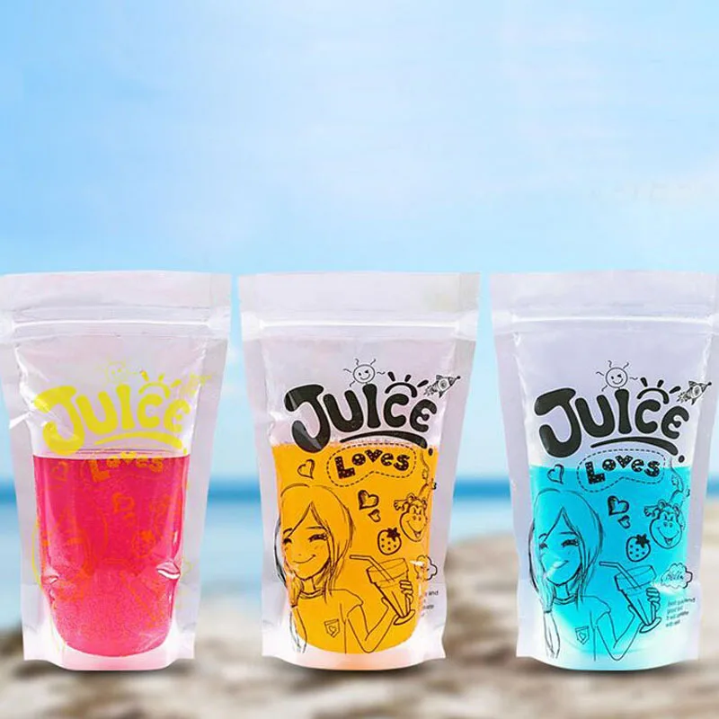 Transparent-Clear-Color-Standing-Beverage-Bags-Self-seal-Drinks-Pack ...