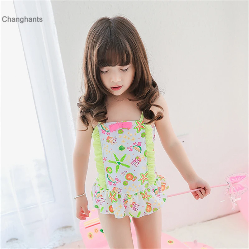New Models 2 8 year old kid Baby Girl one piece Swimsuit Children sling ...