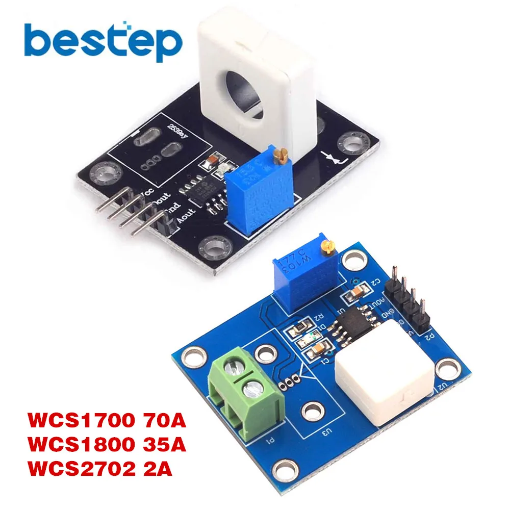 WCS1700 WCS1800 WCS2702 Hall Current Sensor Adjustable 70A 35A 2A Short ...