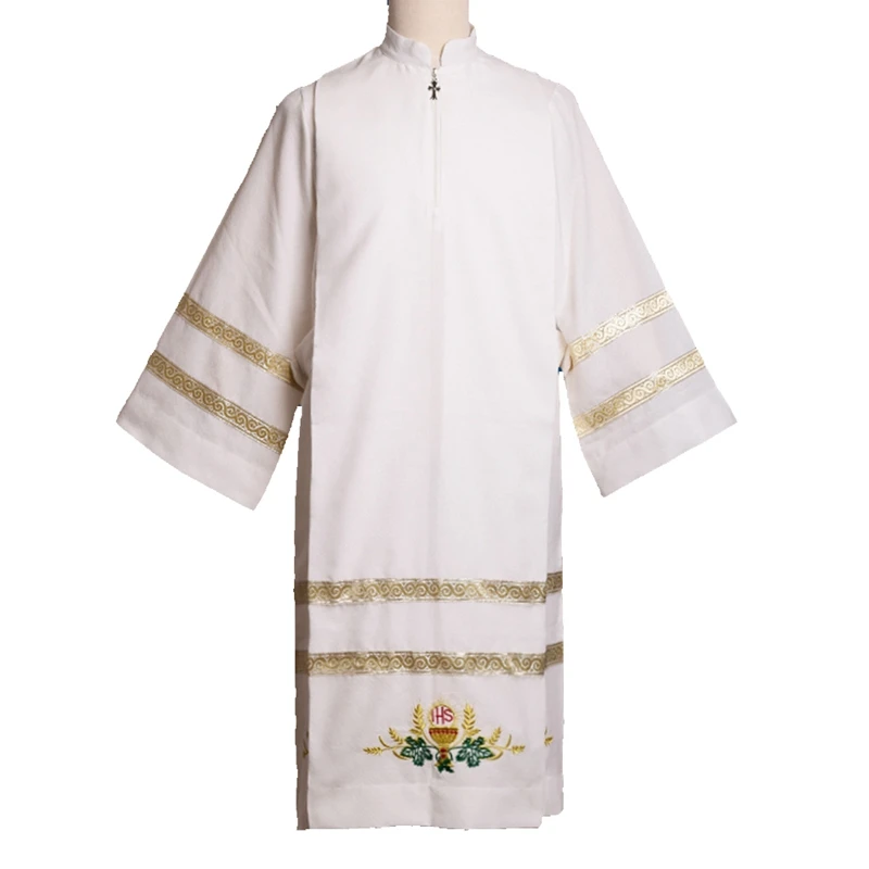 Christian Catholic Priest Cassock Alb Vestment Clergy Surplice Costume ...