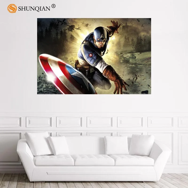Nice Captain America Poster Custom Satin Poster Print Cloth Fabric Wall ...