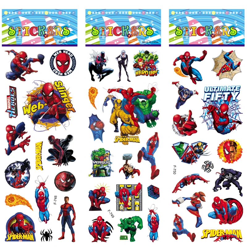 12 Sheets of Superhero Spiderman Stickers - 3D Puffy Bubble Sticker ...