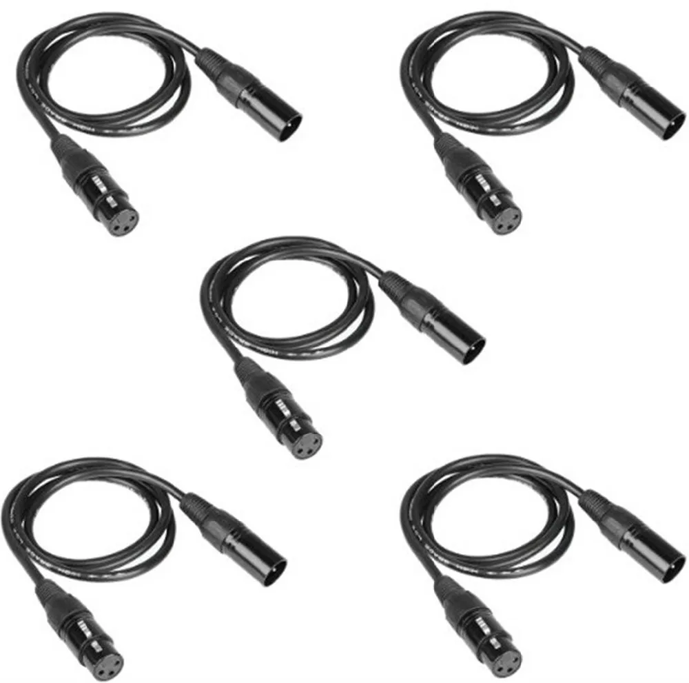 5pcs 6.5ft /2m Long Xlr Dmx 512 Cable Dmx 3pin True Dmx Cable Male To ...