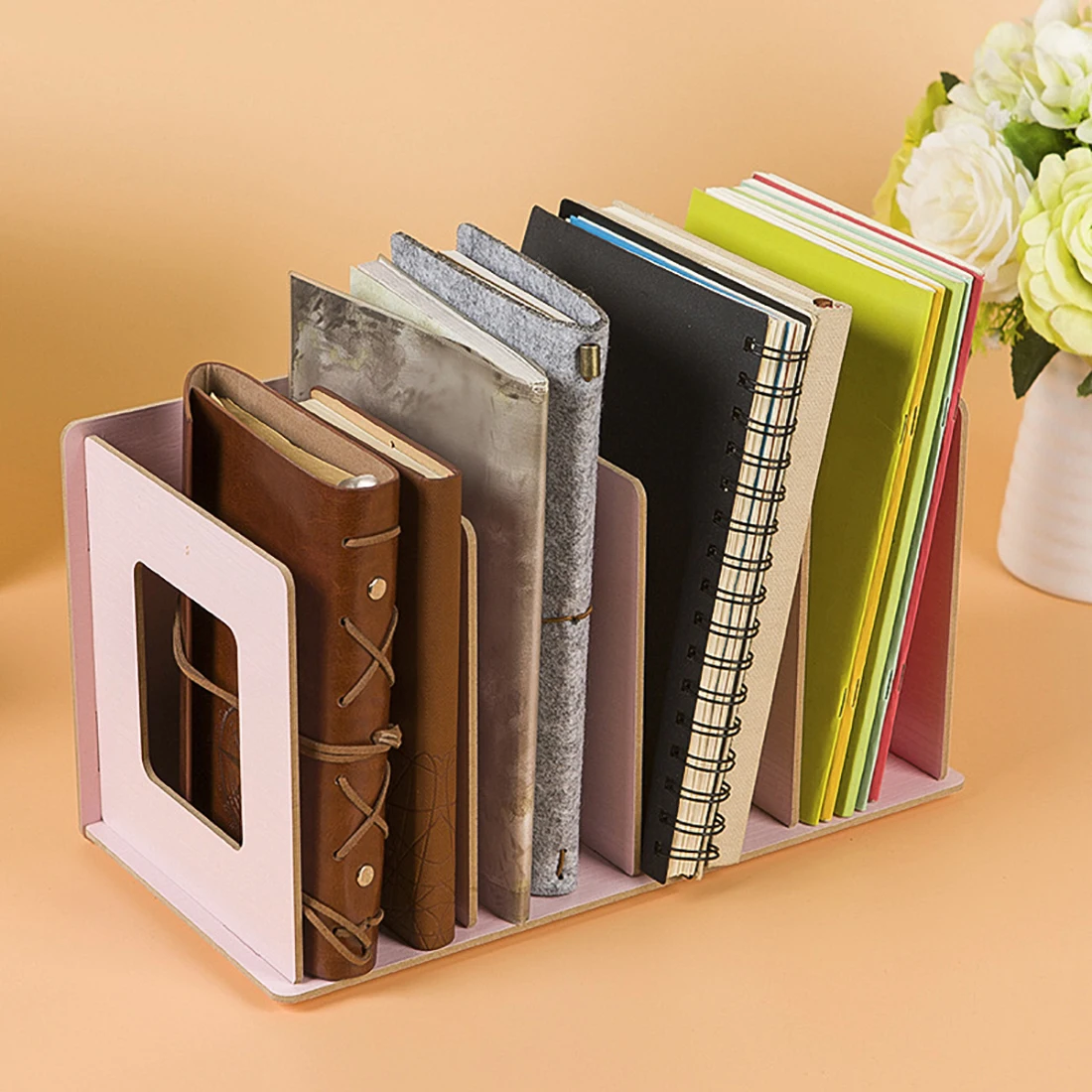 Books Storage Holders Creative Wooden DIY Desktop Book CD Storage 