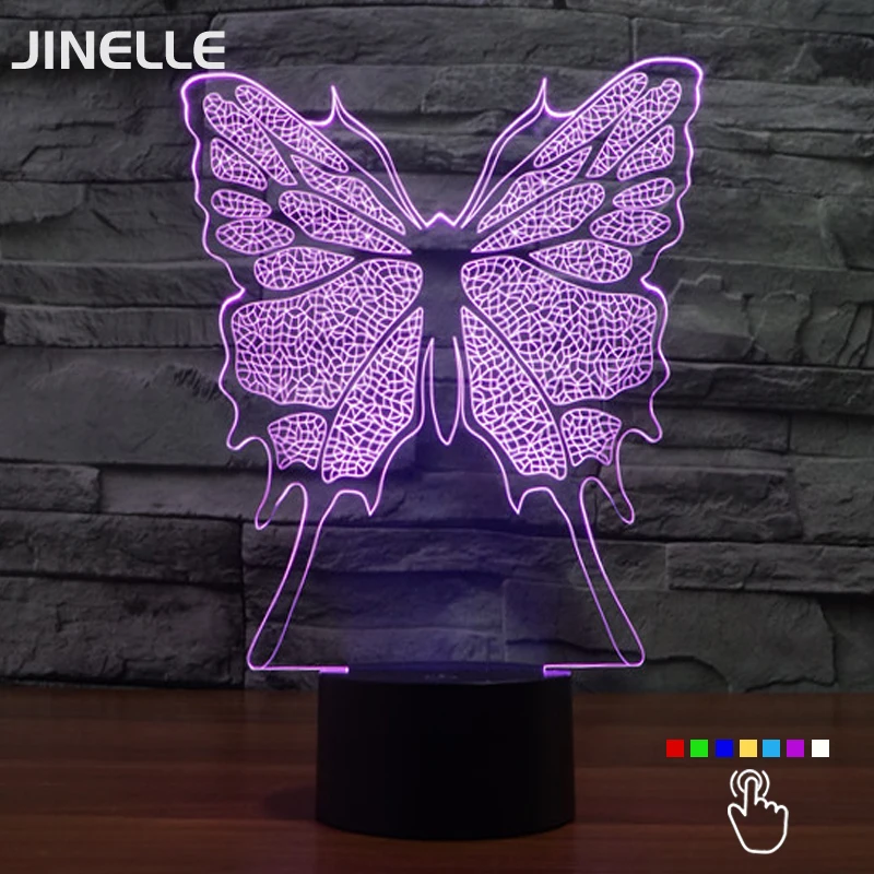 3D USB Illusion Lamp Led Butterfly Shape Home Decor Children Sleep ...