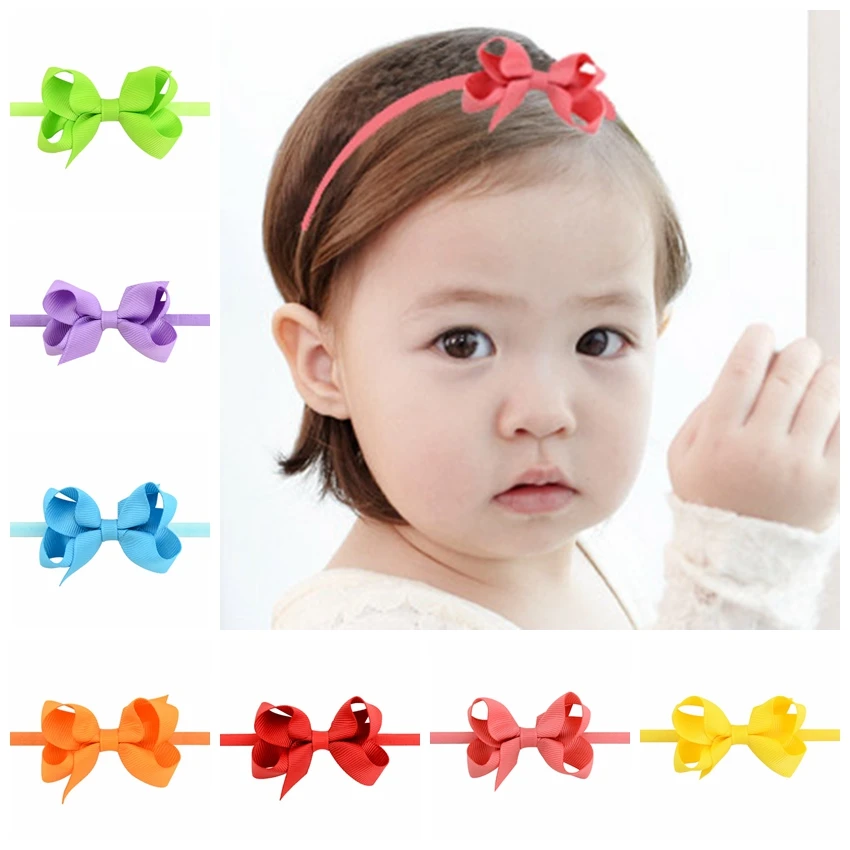 20pcs /lot Small Lovely Kids Bow Headband Ribbon Bows with Thin ...