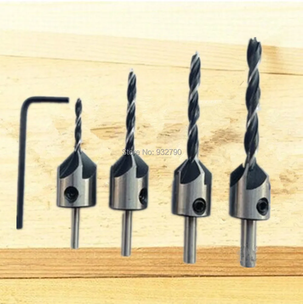 4pcs Industrial Countersink Drill Bit Set HSS 5 Flute Drill Press ... 4pcs Industrial Countersink Drill Bit Set HSS 5 Flute Drill Press ...