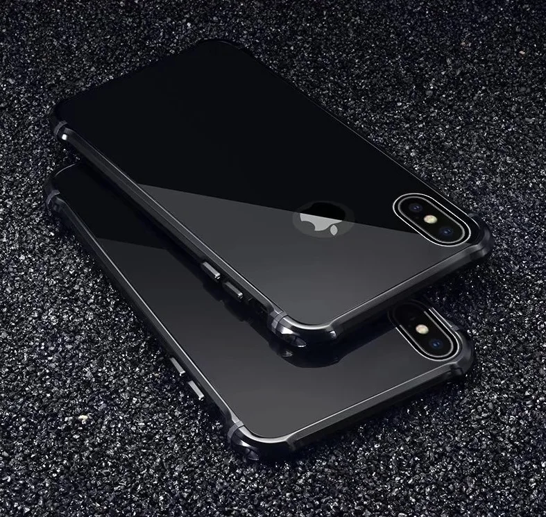 For iphone X bumper Metal Frame + Acrylic back cover For iphoneX broder ...