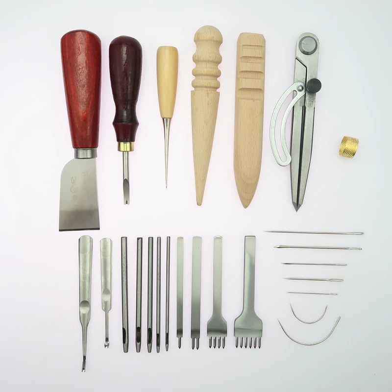 Professional Leather Craft Tools Kit Hand Sewing Stitching Punch ...