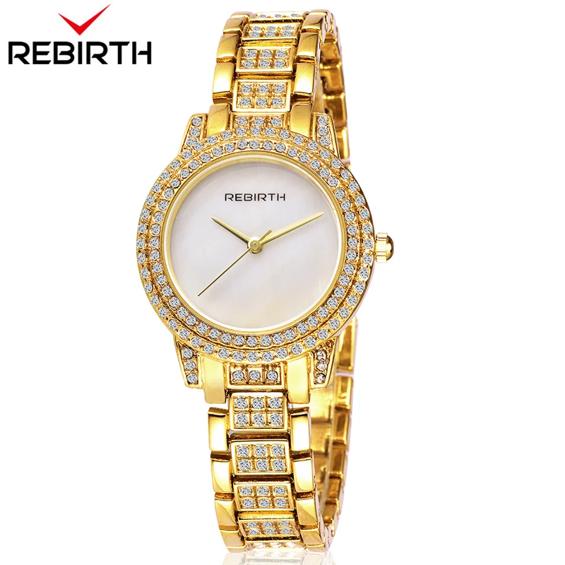 REBIRTH Women Analog Quartz Watches Ladies Stainless Steel Diamond ...