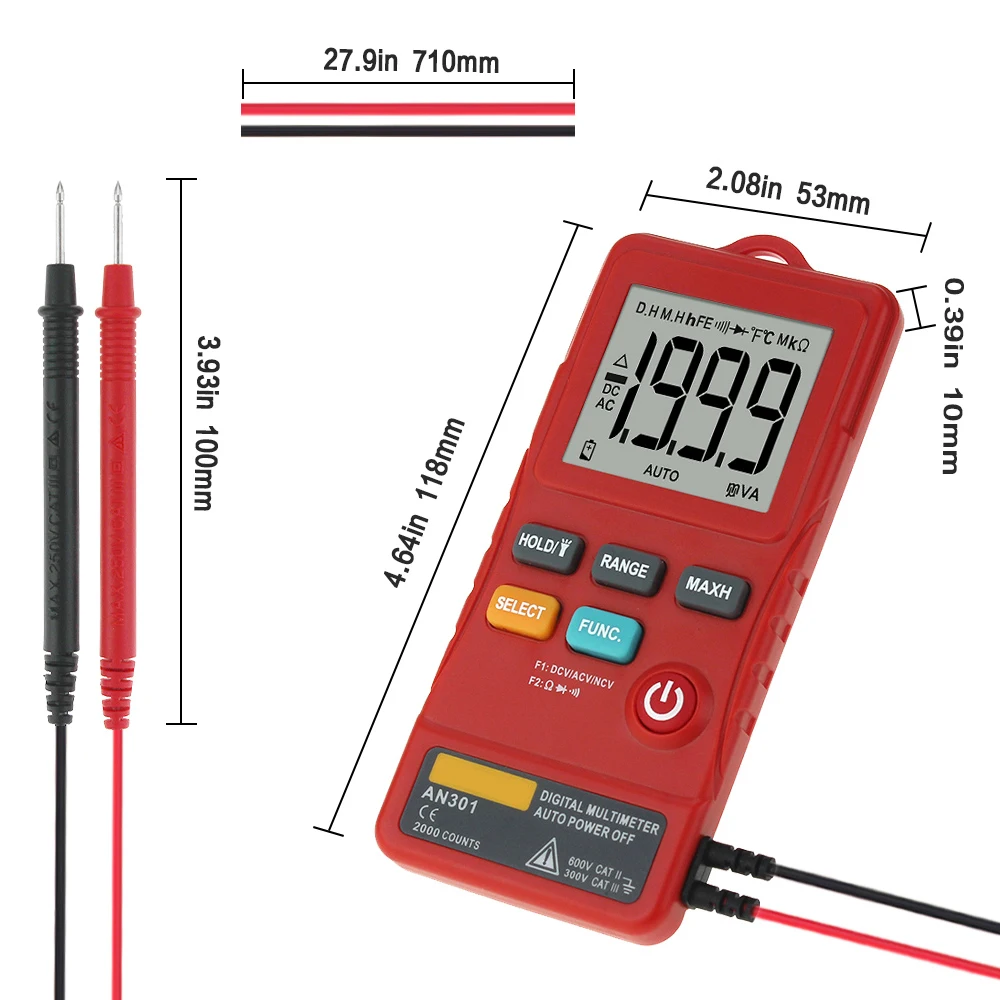 AN301 мини цифровой мультиметр 1999 отсчетов портативный вольтметр ...