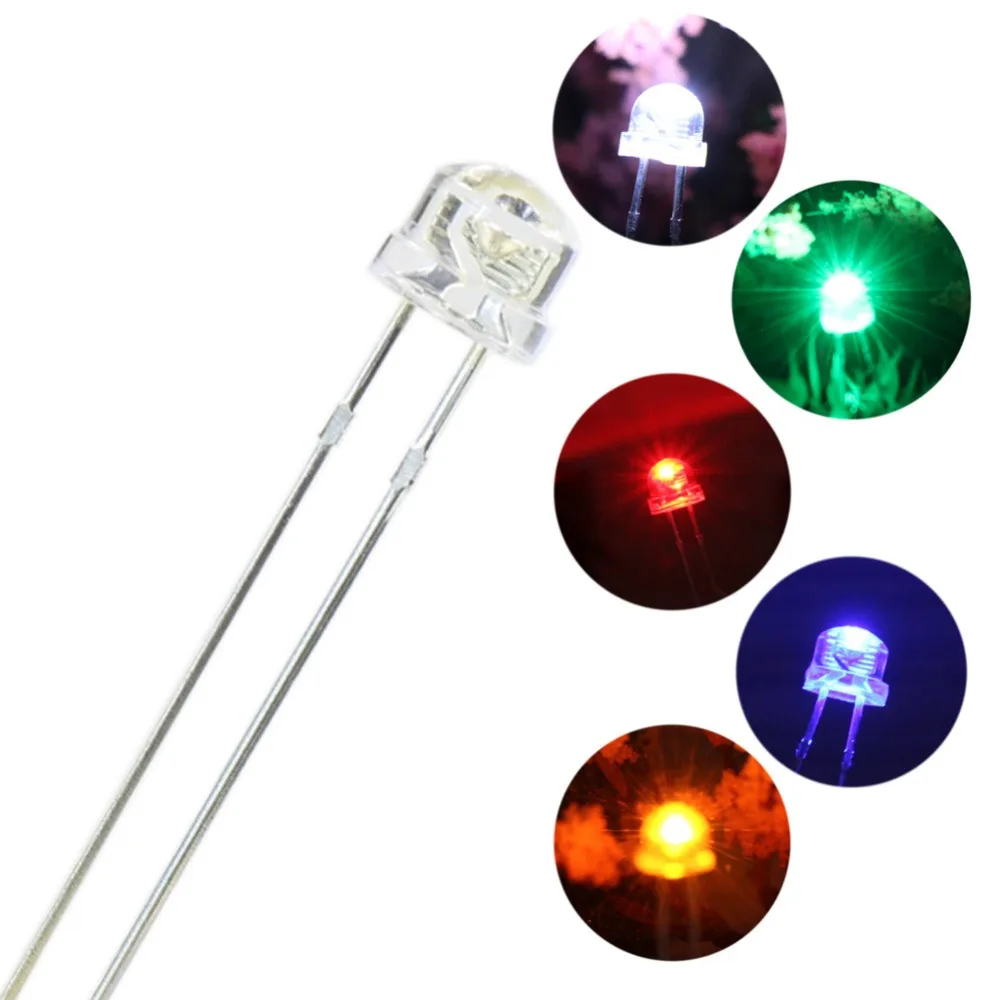 100pcs 5mm Colorful Leds Wide-angle & Free Resistors Cm5 Model Train Ho ...