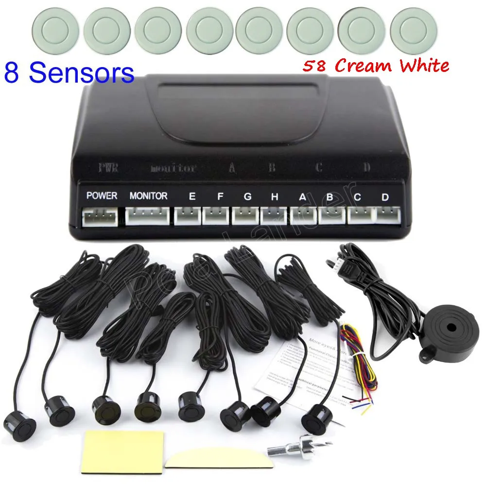 Buzzer Alertor 44 colors 8 Ultrasonic Sensors Radar Reverse Guiding Car ...