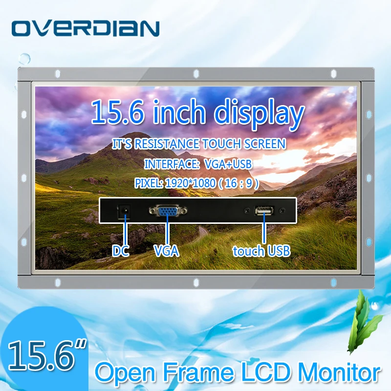 15.6Inch Industrial Control Lcd Monitor VGA/Touch USB Interface White ...