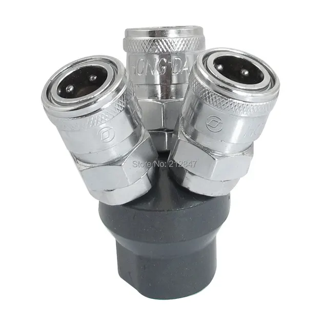 One to Three 3 Way Pass Air Pneumatic Quick Coupler Joint Adapter 12mm ...