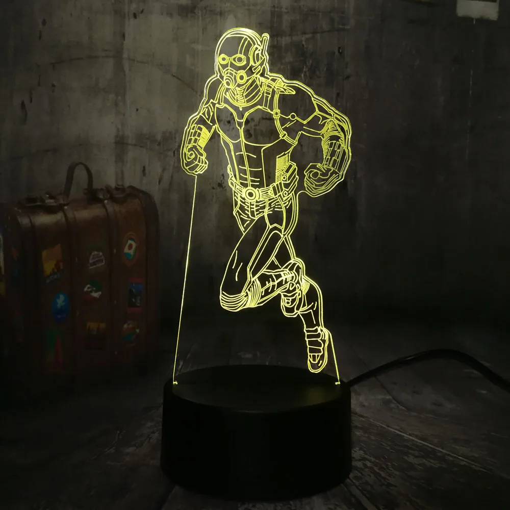 2019 LED Night Light Ant Man Marvel Hero Lustre 7 Color Change 3D Desk ...