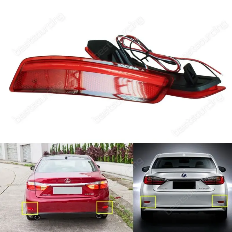 ANGRONG 2X Red LED Rear Bumper Reflector Light Lamp For Lexus ES GS 250 ...