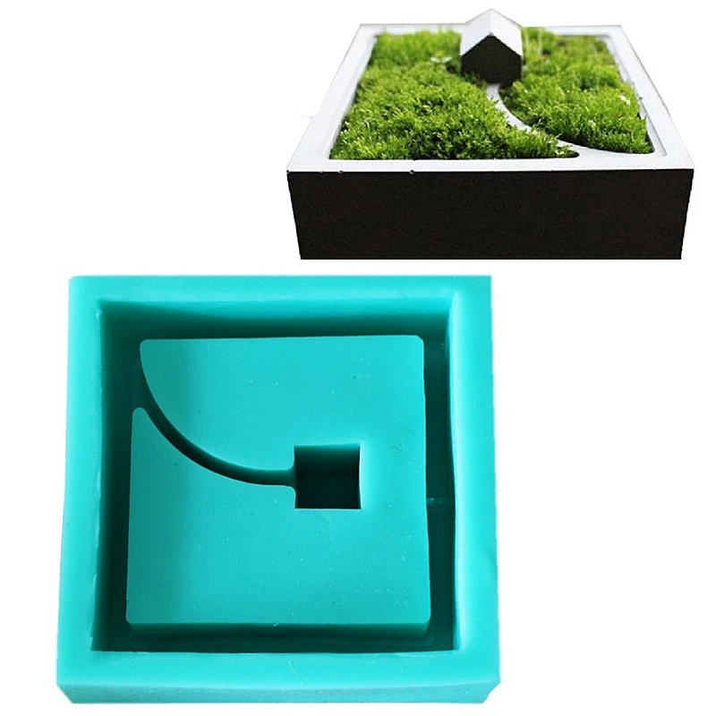1PC Square Geometric Shape Plant Potted Cement Pot Silicone Mold Manual ...
