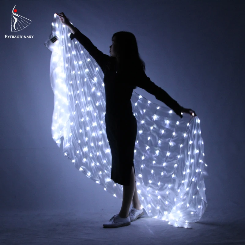 Belly Dancing LED White Silk Veil Seda light up Accessories Flashing ...