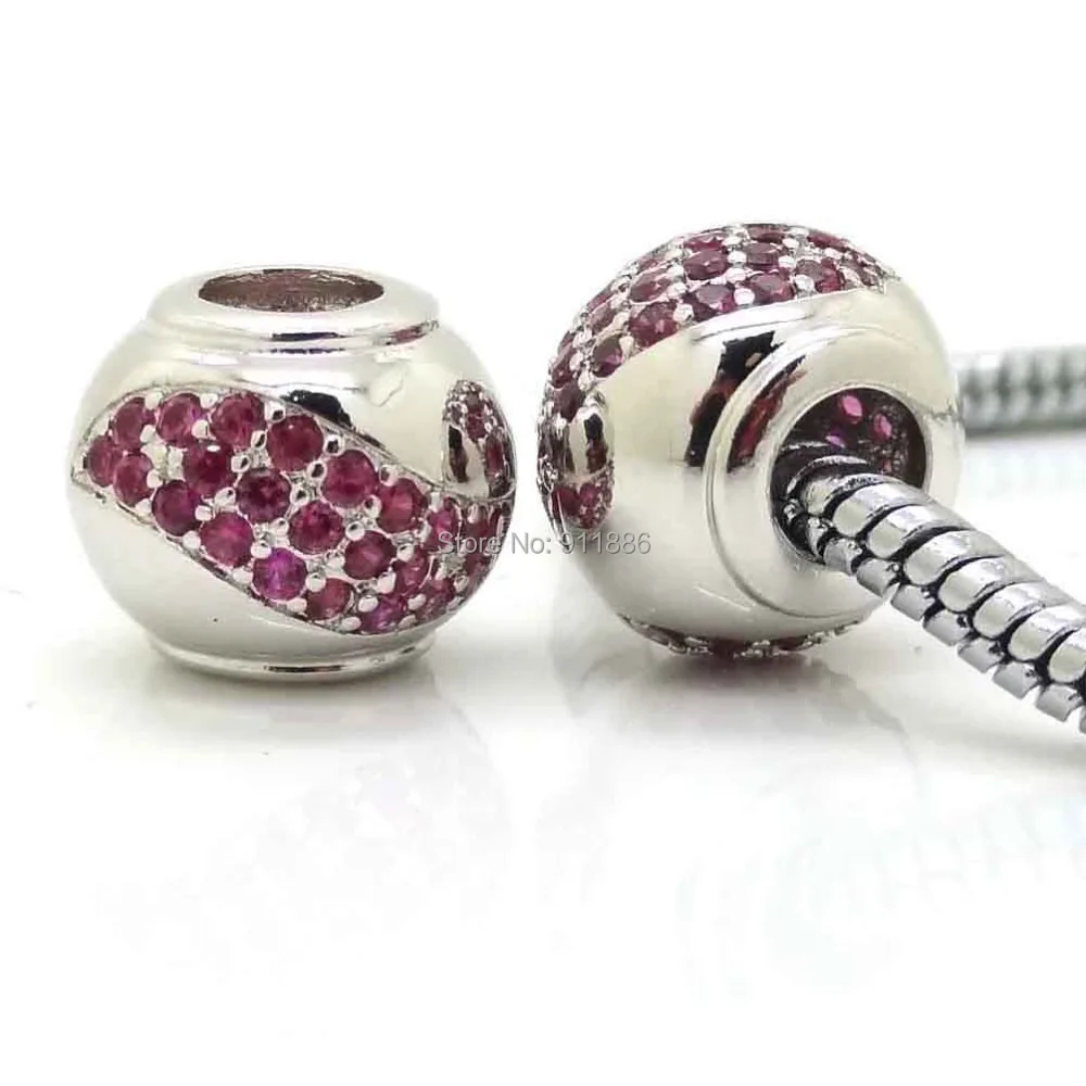 Fits Silver Color Original Pandora Beads,Micro Pave Ruby Zirconia ...