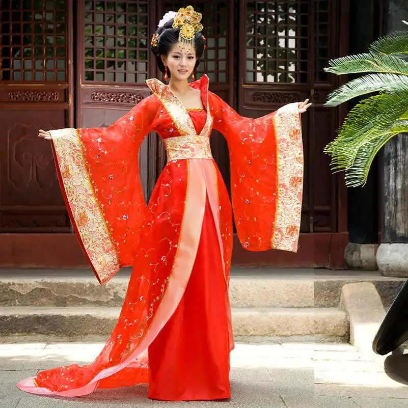 Chinese Ancient Royal Queen Concubines Robe Girl Floral Princess Dress ...