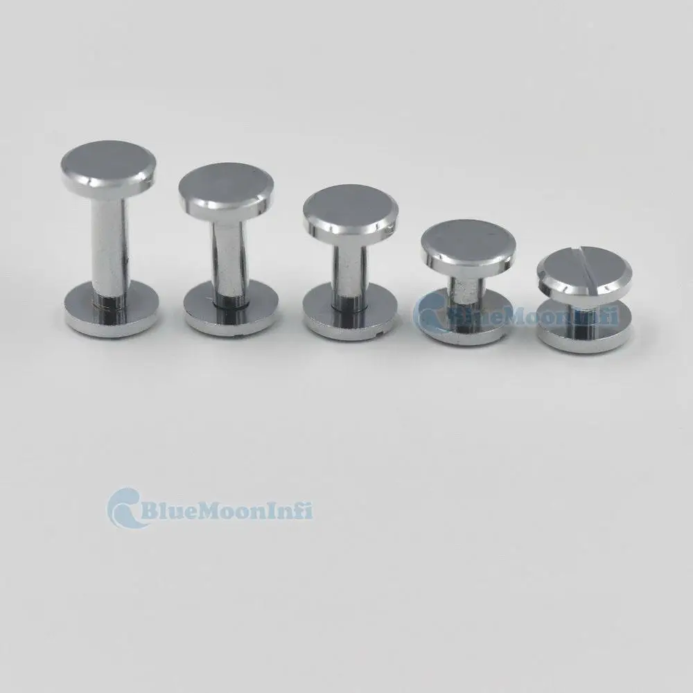 8/25/50 Sets / Lot Flat Head Button Stud Nail Solid Screw Nickel ...
