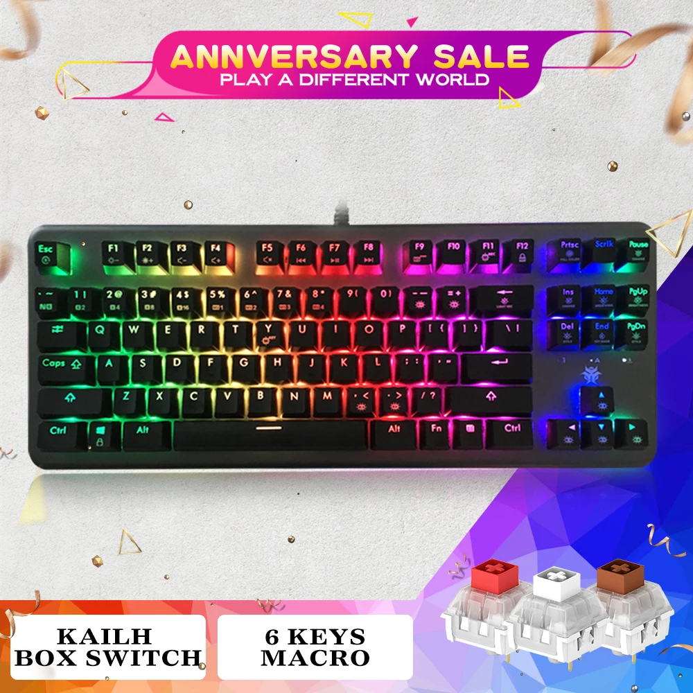 HEXGEARS GK757 Kailh BOX Switch Mechanical Keyboard 87 Key Gaming ...