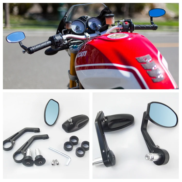 Universal Motorcycle Mirror Cnc Aluminum 22mm Handle Bar End Rearview ...
