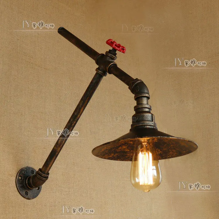 스팀 펑크 로프트 산업용 철 녹 물 파이프 레트로 벽 램프 빈티지 E27 Sconce 조명 Steampunk 하우스 조명기구