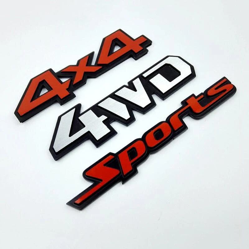 Car Silver Red 4x4 4wd Sport Logo Emblem Auto Accessories - Car ...