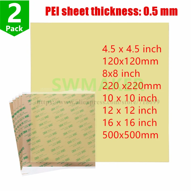 2pcs Ultem1000 Polyetherimide PEI Sheet with 468MP Adhesive tape 10 ...