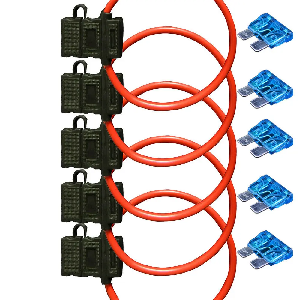 EE support 5 X 10 Gauge ATC Fuse Holder W/ FUSE IN LINE AWG Wire Copper ...