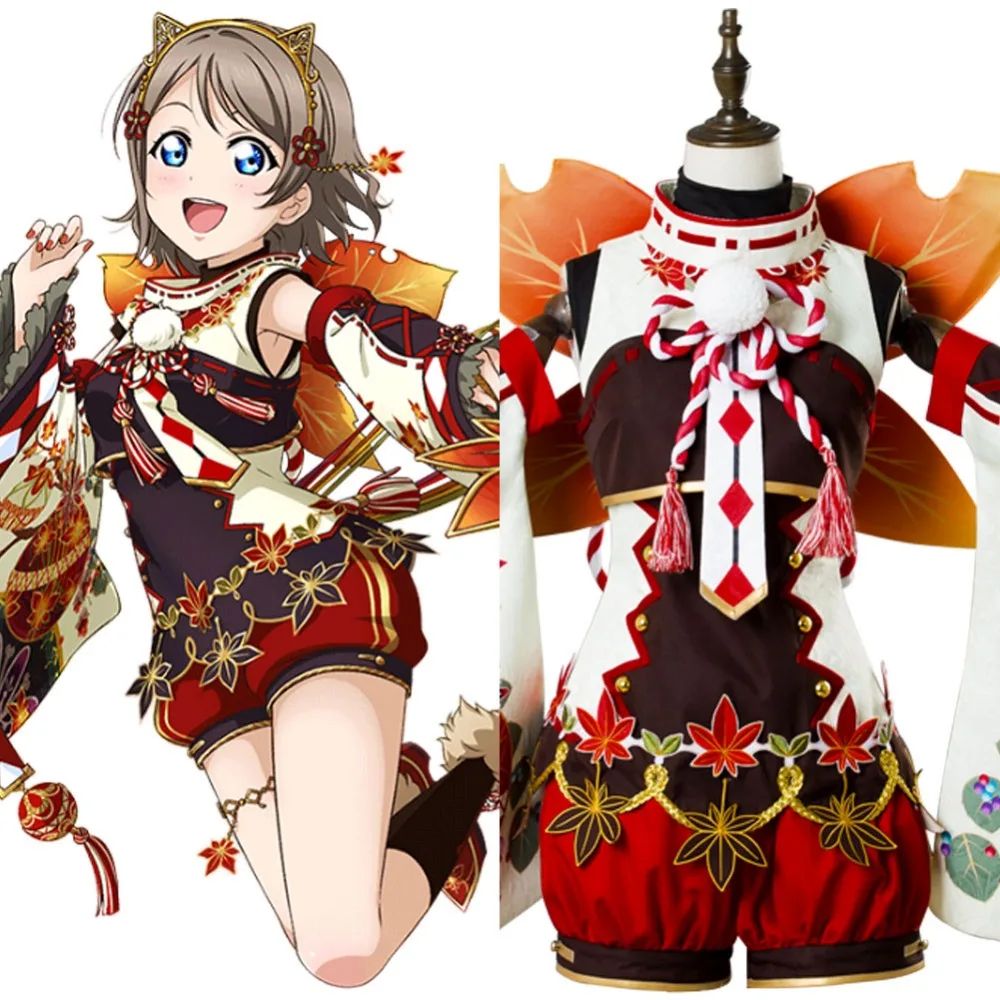 Anime Love Live Aqours You Watanabe Maple Leaf Kimono Cosplay Costume ...