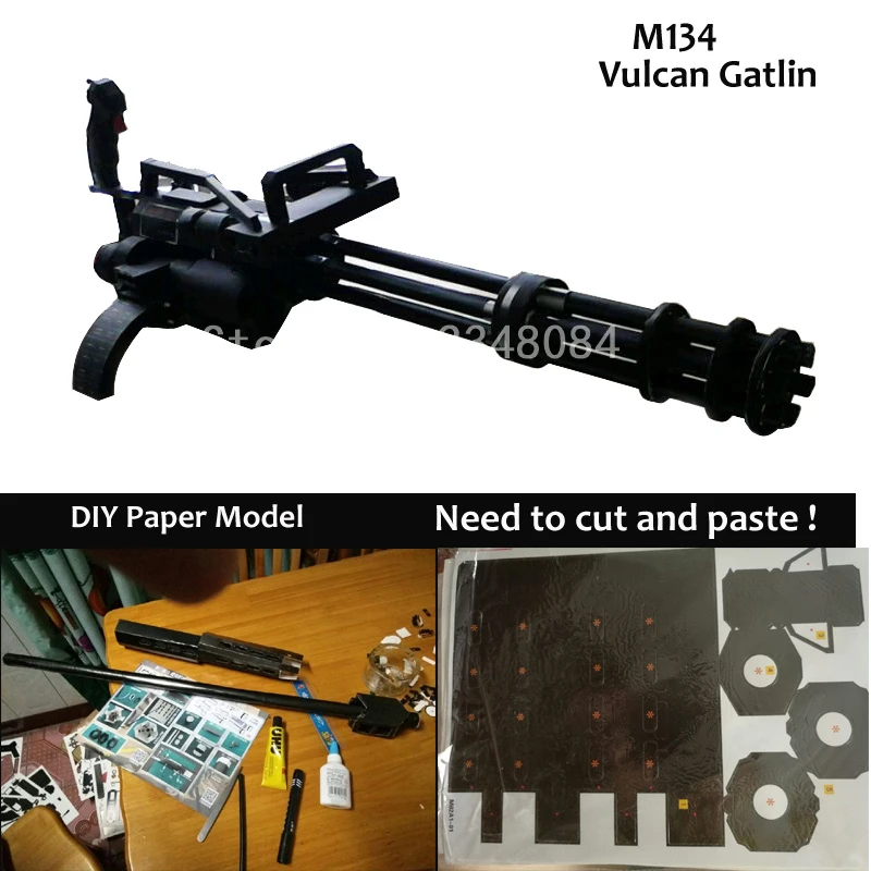 2016 New 3D Scale 1:1 M143 Vulcan Gatlin Machine Gun Papercraft Cosplay ...