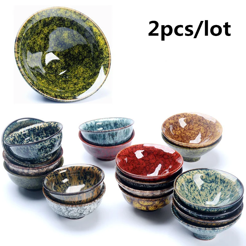 2 개대 중국 세라믹 차 컵 얼음 깨진 된 유약 컵 쿵푸 Teaset 작은 도자기 차 그릇 찻잔 차 액세서리 Drinkware