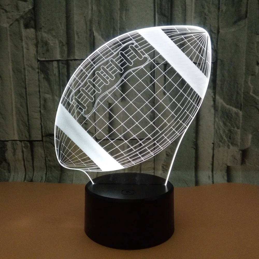 New 3D Rugby Night Light Colorful LED USB Table Lamp Touch Remote ...